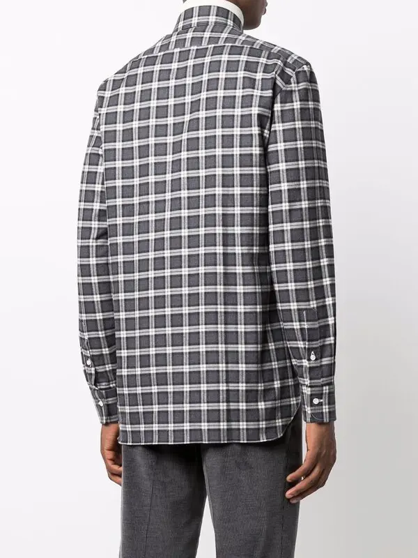 BARBA NAPOLI Plaid-check Print Shirt - Grey