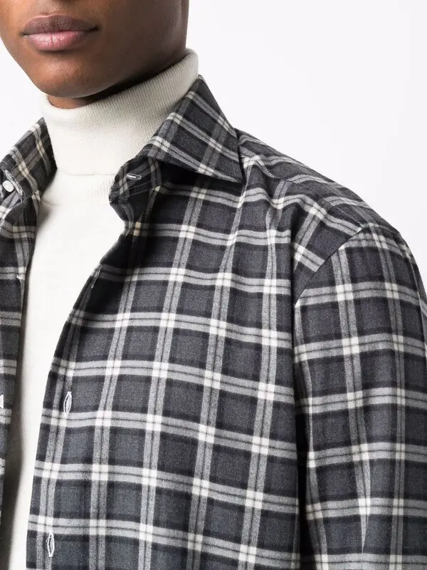 BARBA NAPOLI Plaid-check Print Shirt - Grey