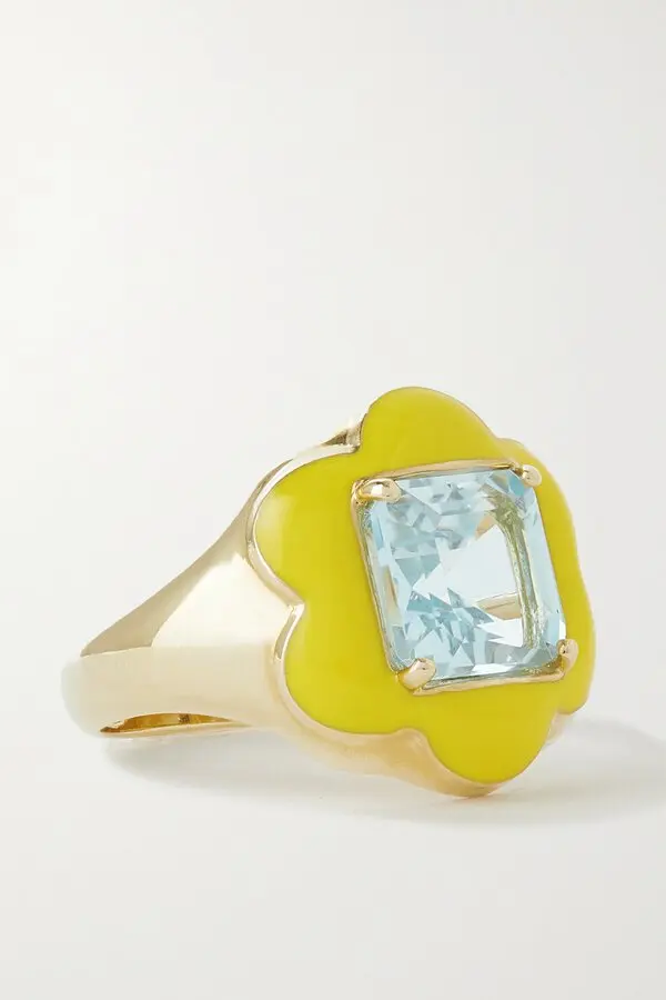 Bea Bongiasca Give Them Flowers 9-karat Gold, Enamel And Topaz Ring