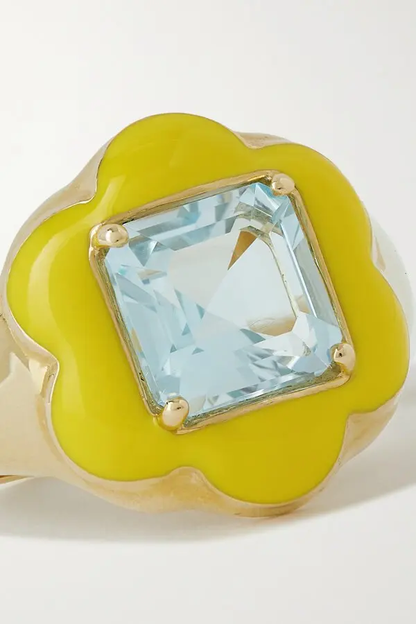 Bea Bongiasca Give Them Flowers 9-karat Gold, Enamel And Topaz Ring