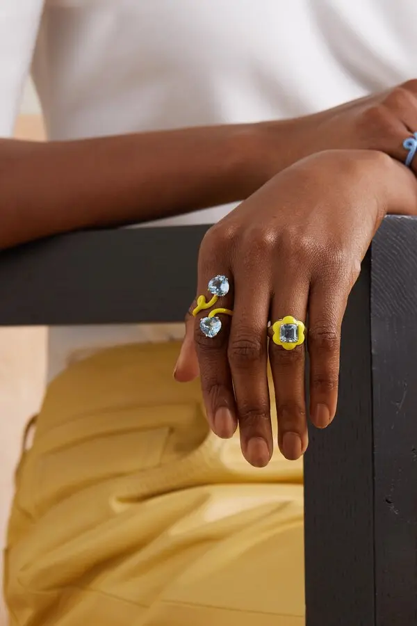 Bea Bongiasca Give Them Flowers 9-karat Gold, Enamel And Topaz Ring