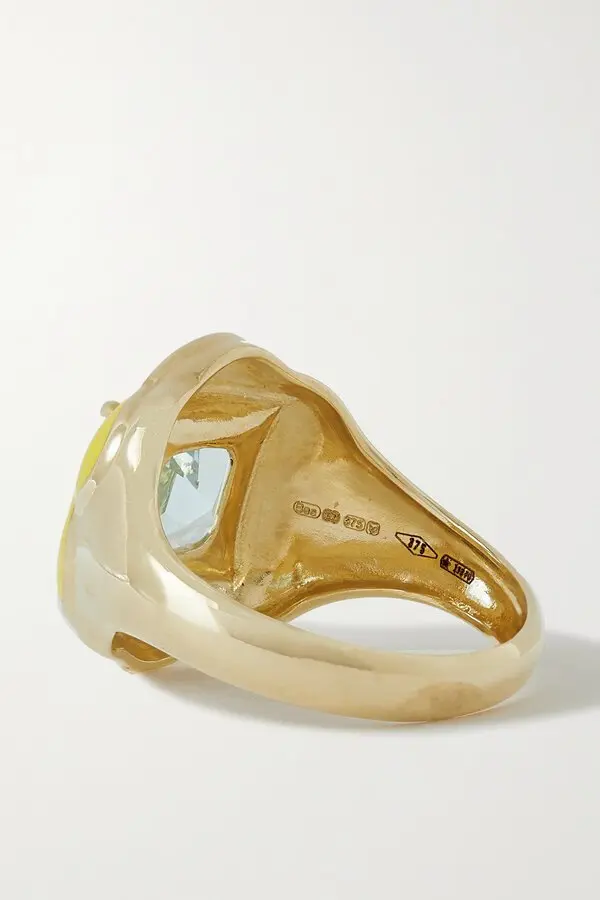 Bea Bongiasca Give Them Flowers 9-karat Gold, Enamel And Topaz Ring