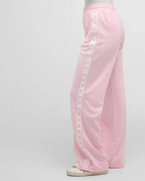 GOLDEN GOOSE Star Collection Wide-leg Track Pants - Rose Shadowhite