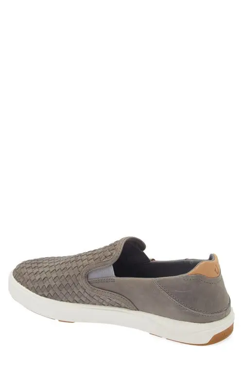Olukai Lae'ahi Lauhala Woven Leather Slip-on - Ash/ash