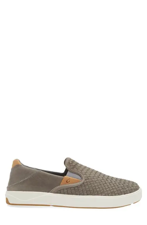 Olukai Lae'ahi Lauhala Woven Leather Slip-on - Ash/ash