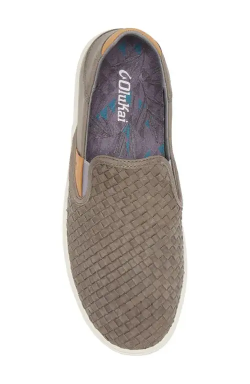 Olukai Lae'ahi Lauhala Woven Leather Slip-on - Ash/ash