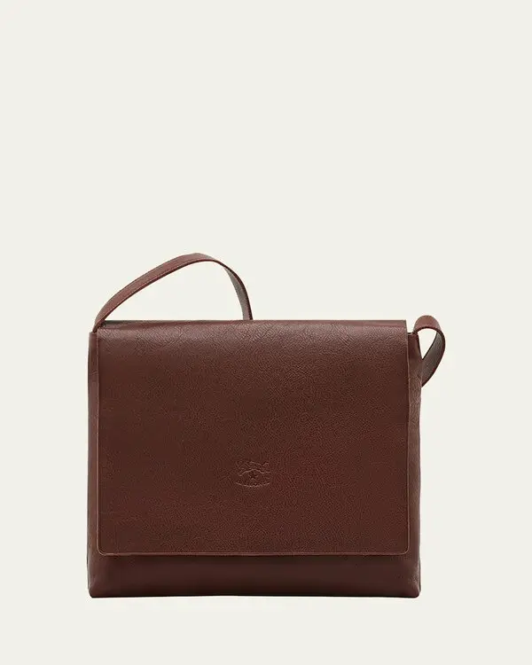Il Bisonte Leather Messenger Bag - Dark Brown