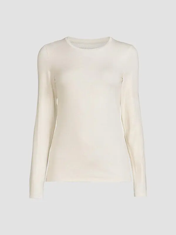 Majestic Filatures Soft Touch Metallic Crewneck Top - Blanc