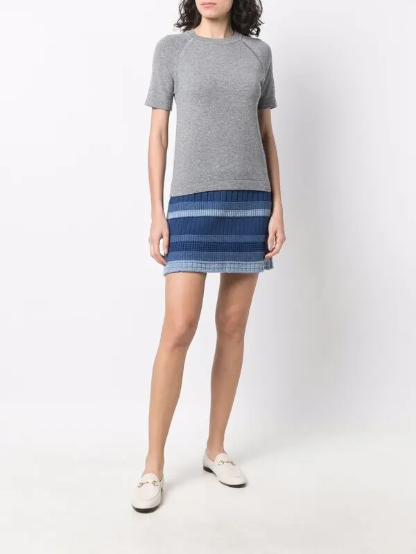 BARRIE Short-sleeved Cashmere Top - Grey