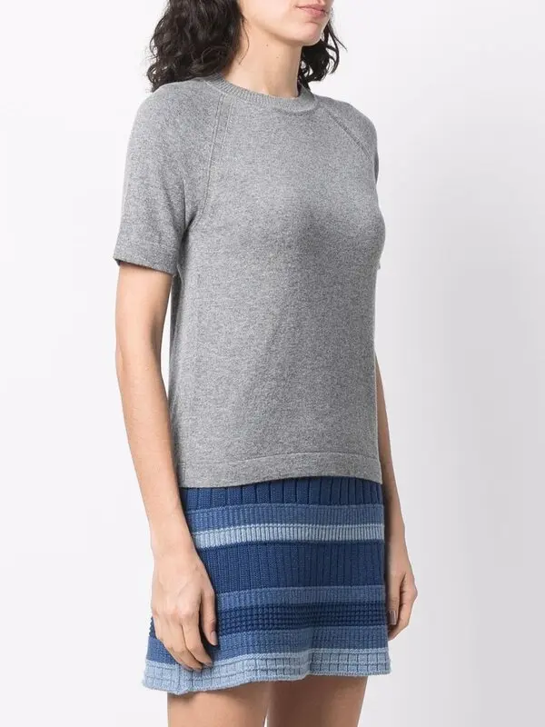 BARRIE Short-sleeved Cashmere Top - Grey