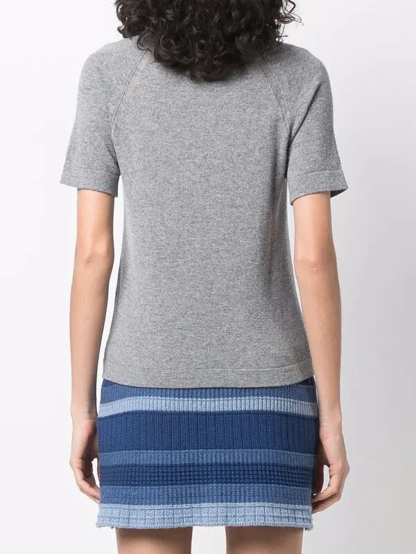 BARRIE Short-sleeved Cashmere Top - Grey