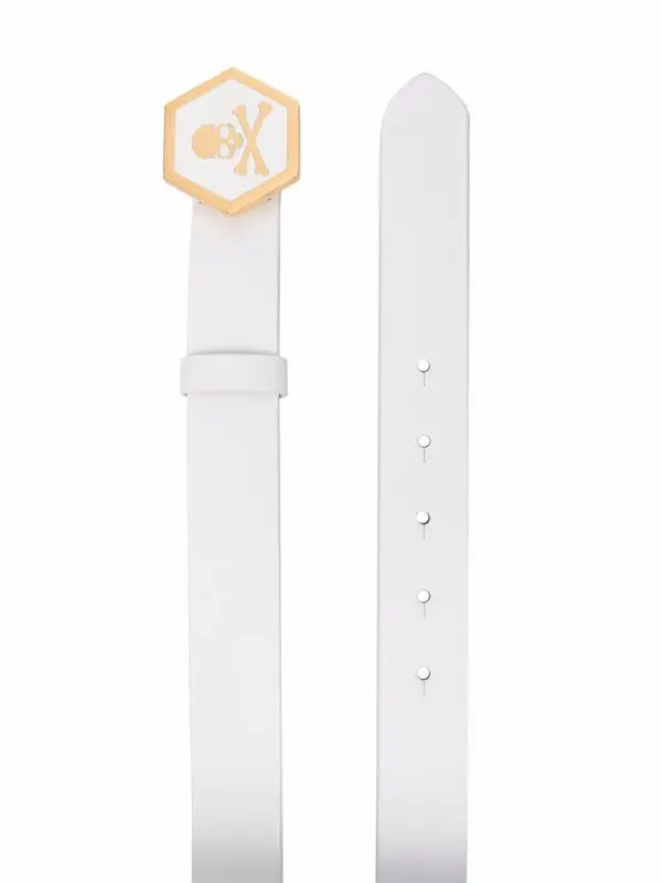 Philipp Plein Skull-motif Leather Belt - White