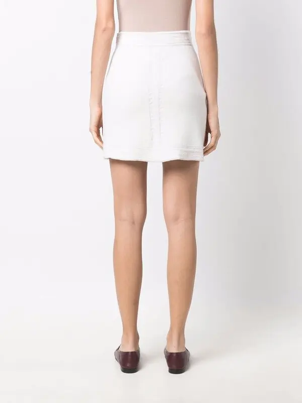 BARRIE Contrast-stitch Mini Skirt - White