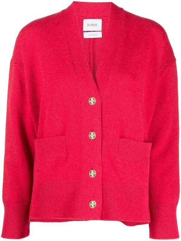 BARRIE V-neck Cashmere Cardigan - Red