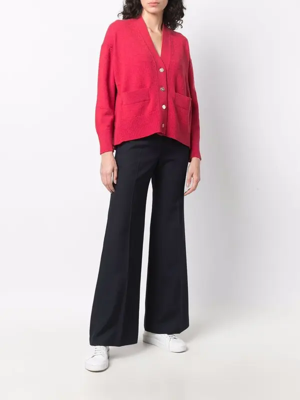 BARRIE V-neck Cashmere Cardigan - Red