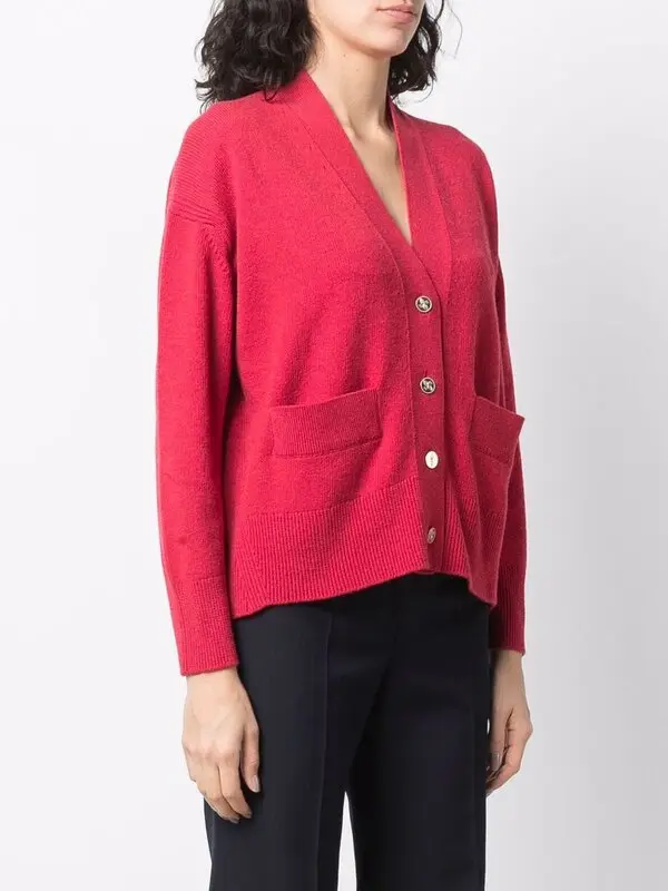 BARRIE V-neck Cashmere Cardigan - Red
