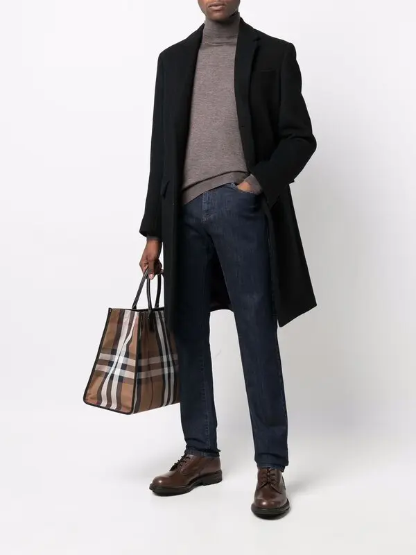 CRUCIANI Roll-neck Cashmere-silk Jumper - Brown