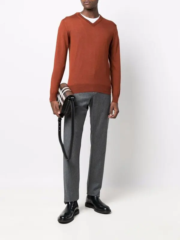 CRUCIANI V-neck Cashmere-silk Jumper - Orange