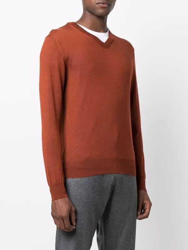 CRUCIANI V-neck Cashmere-silk Jumper - Orange