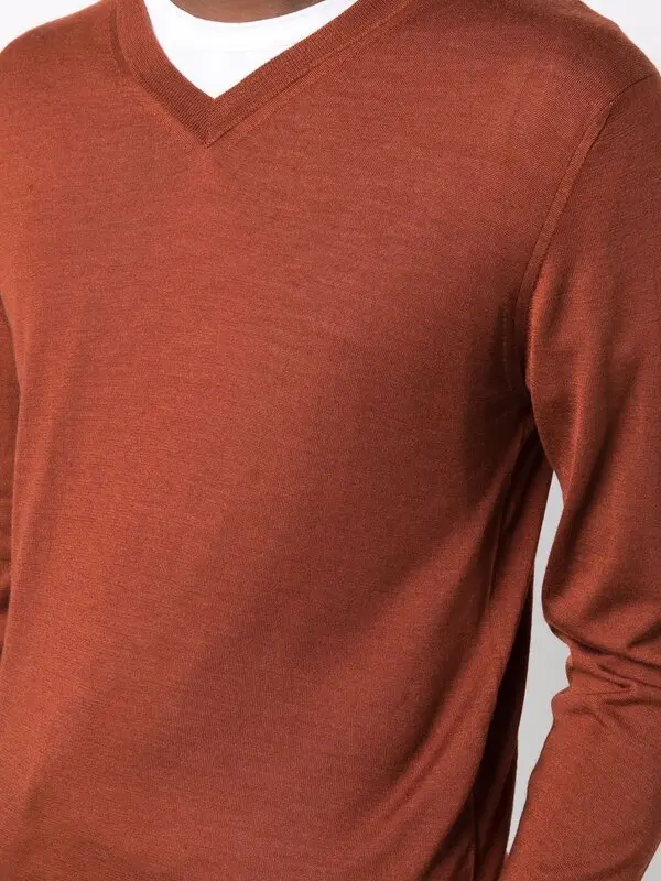 CRUCIANI V-neck Cashmere-silk Jumper - Orange