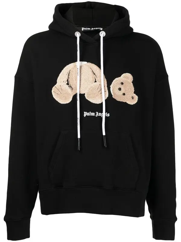 Palm Angels Bear Motif Hoodie - Black