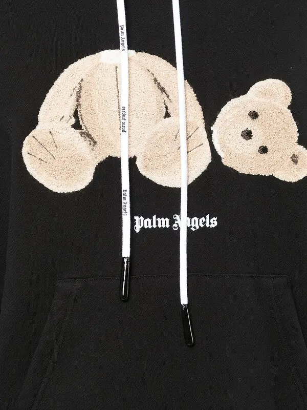 Palm Angels Bear Motif Hoodie - Black