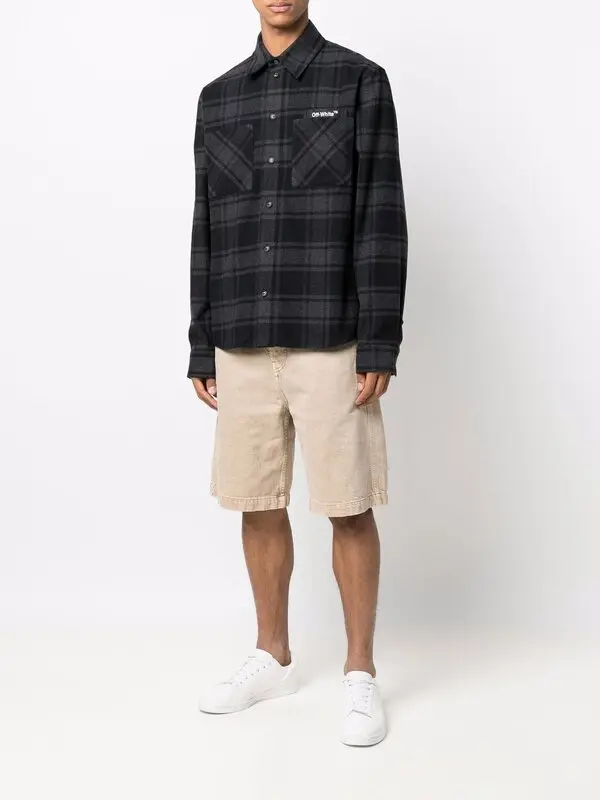 Off-White Outline-arrows Flannel Shirt - Grey | Editorialist