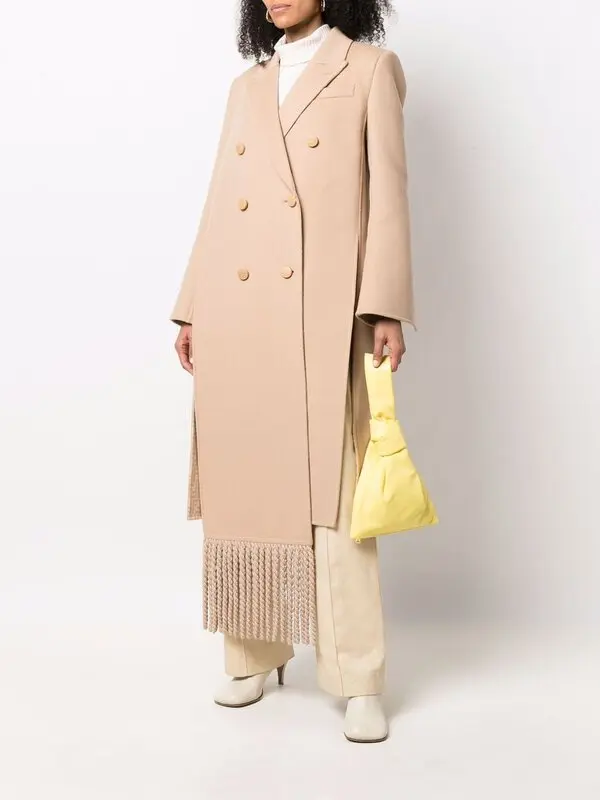 Fendi Fringed Double-Breasted Coat - Neutrals | Editorialist