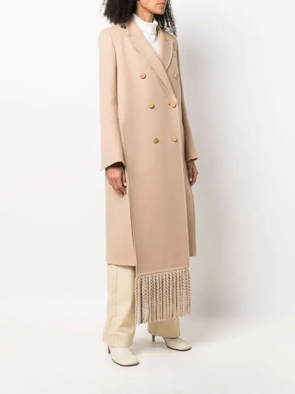 Fendi Fringed Double-Breasted Coat - Neutrals | Editorialist