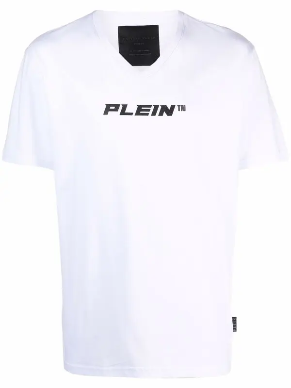 Philipp Plein V-neck Logo Print T-shirt - White