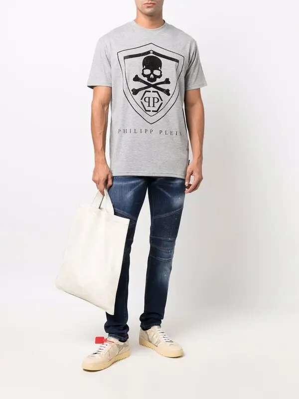 Philipp Plein Skull-logo Print T-shirt - Grey