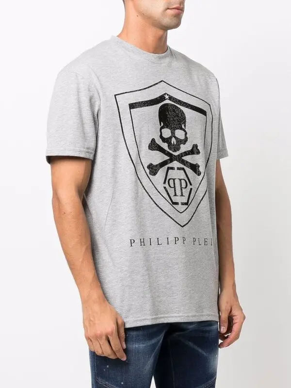 Philipp Plein Skull-logo Print T-shirt - Grey