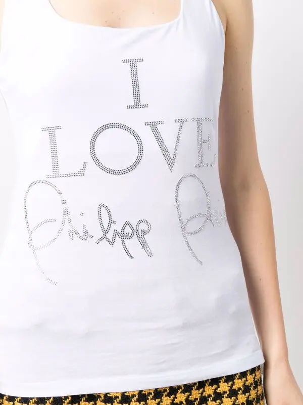 Philipp Plein Crystal-embellished Tank Top - White