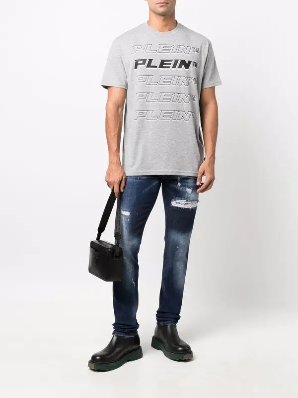 Philipp Plein Plein Repeat Logo T-shirt - Grey