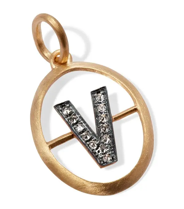 Annoushka Yellow And Diamond Initial V Pendant - Gold