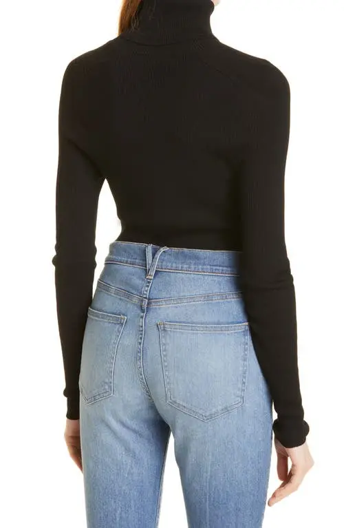 Veronica Beard Calista Turtleneck Merino Wool Rib Top