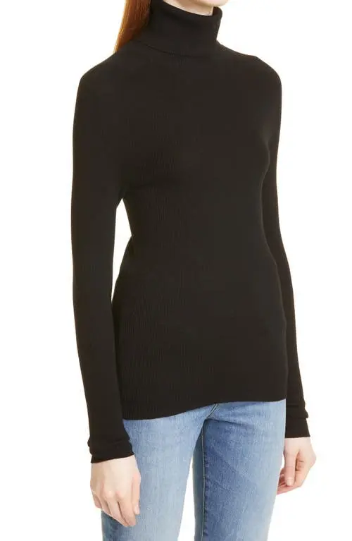 Veronica Beard Calista Turtleneck Merino Wool Rib Top