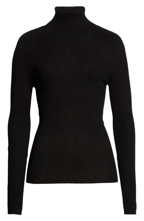 Veronica Beard Calista Turtleneck Merino Wool Rib Top
