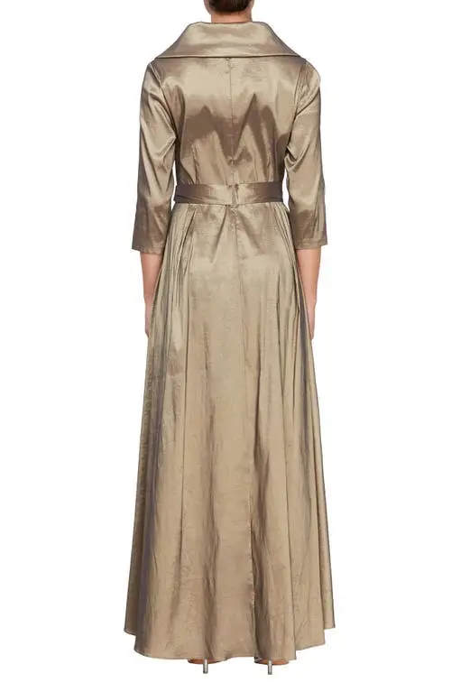 Alex Evenings Portrait Collar Faux Wrap Gown