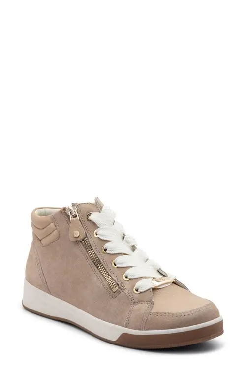 ARA Rei High Top Sneaker - Sand Suede/glitter