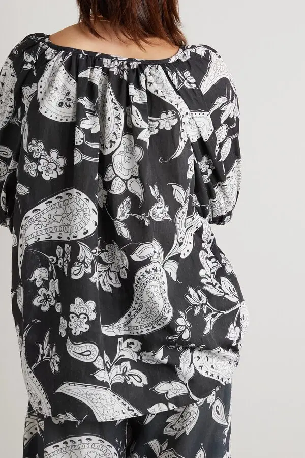 Fil De Vie Juno Paisley-print Cotton-batiste Blouse