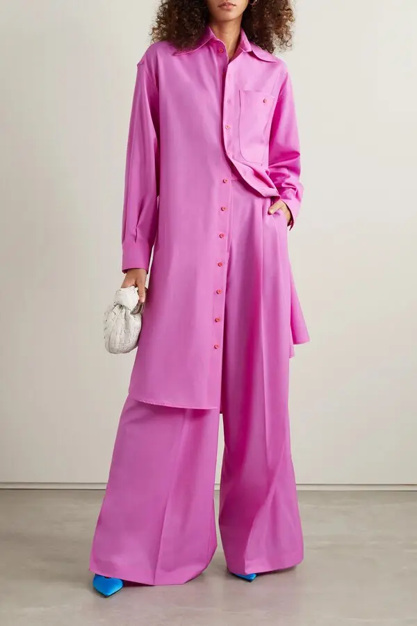 Christopher John Rogers Pleated Wool Wide-leg Pants