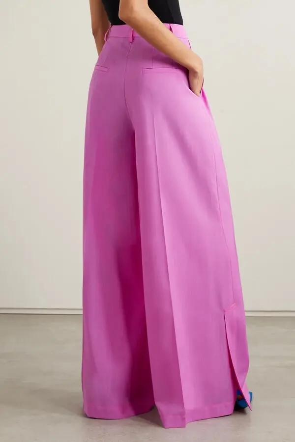 Christopher John Rogers Pleated Wool Wide-leg Pants