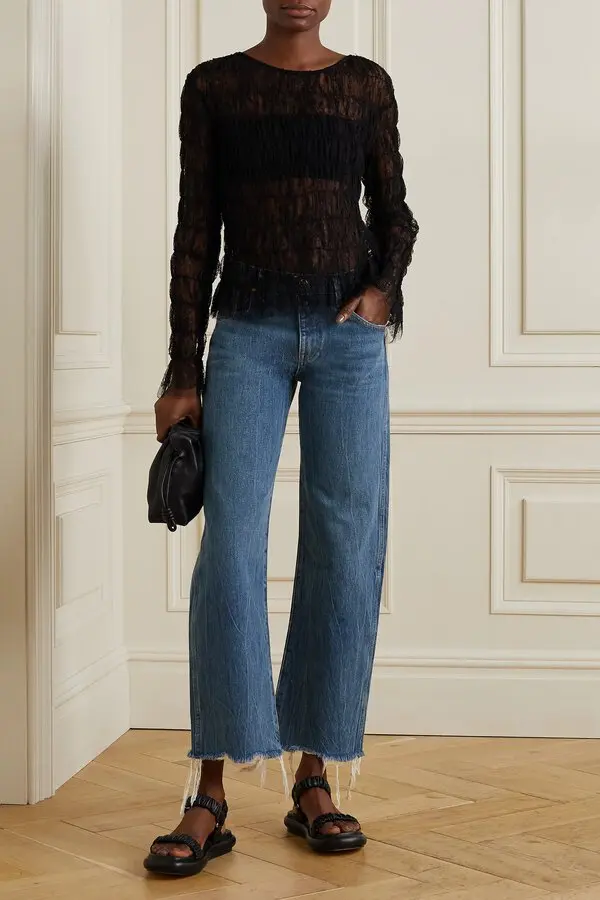 Khaite Kerrie Frayed Mid-rise Straight-leg Jeans