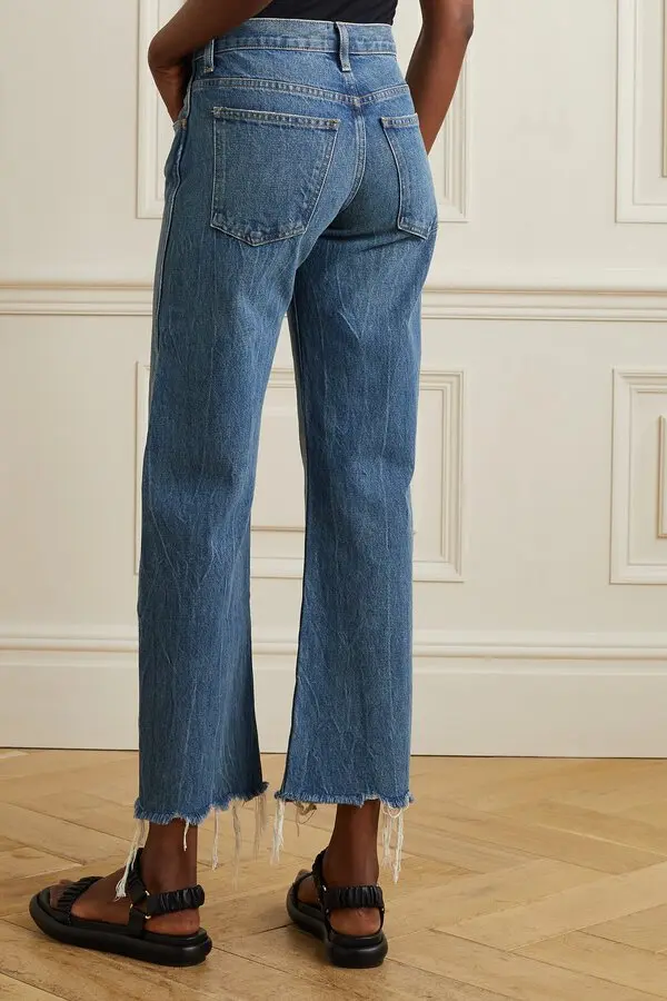 Khaite Kerrie Frayed Mid-rise Straight-leg Jeans