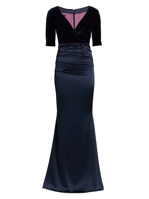 Talbot Runhof Velvet & Satin Gown
