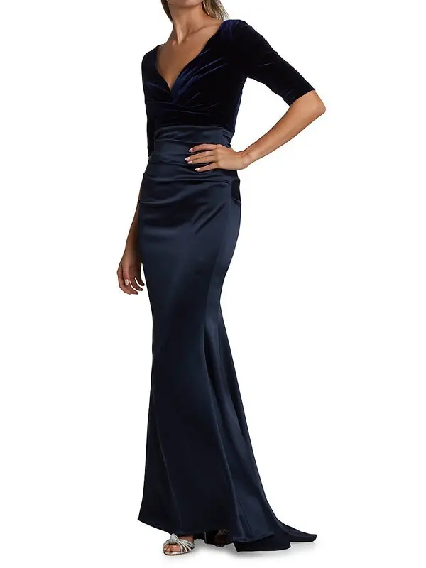 Talbot Runhof Velvet & Satin Gown