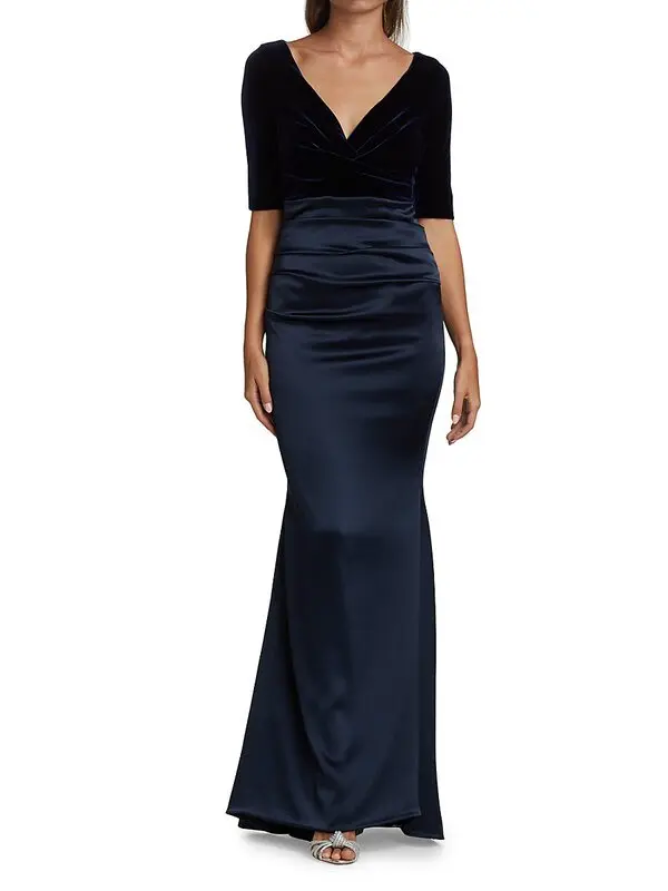 Talbot Runhof Velvet & Satin Gown
