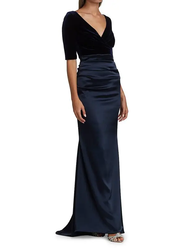 Talbot Runhof Velvet & Satin Gown