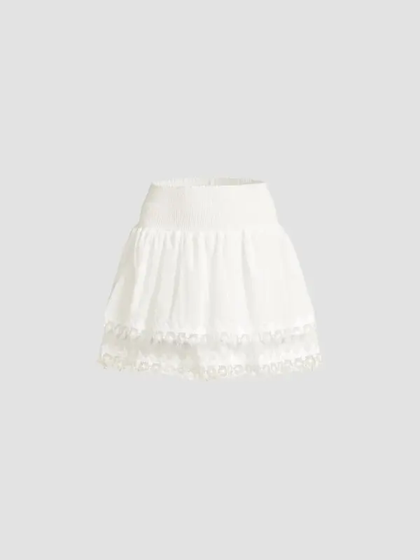 Peixoto Belle Smocked Tiered Miniskirt - White